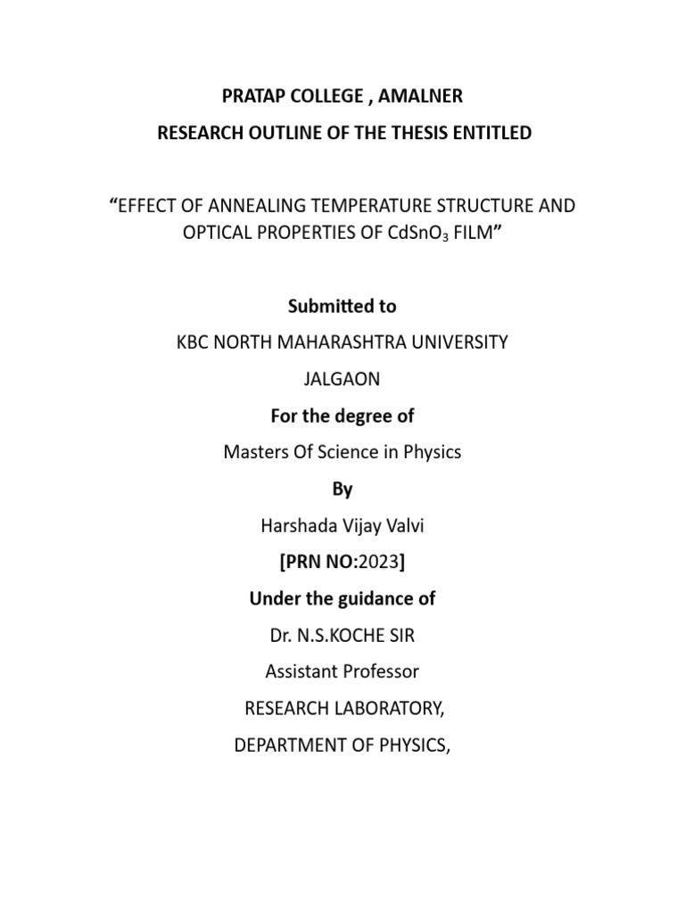 MSC II Research Project Outline | PDF | Microscope | Thin Film