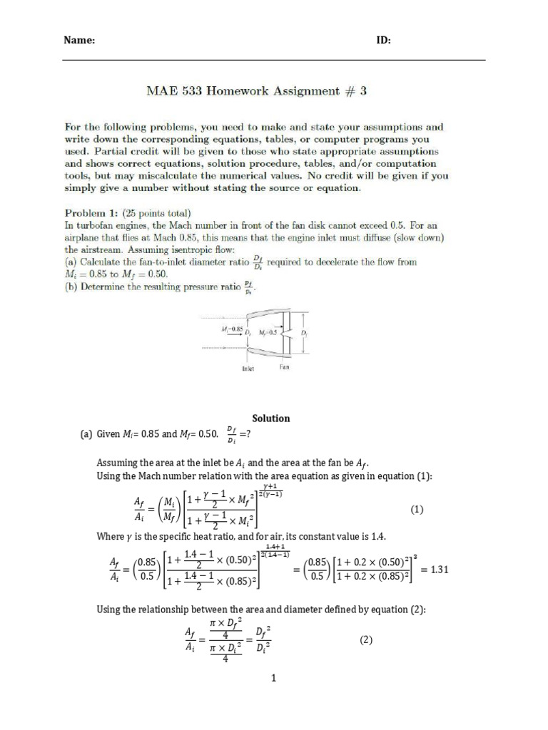 MAE 533 Homework #3 Assignment - Solution | PDF | Mach Number | Applied ...
