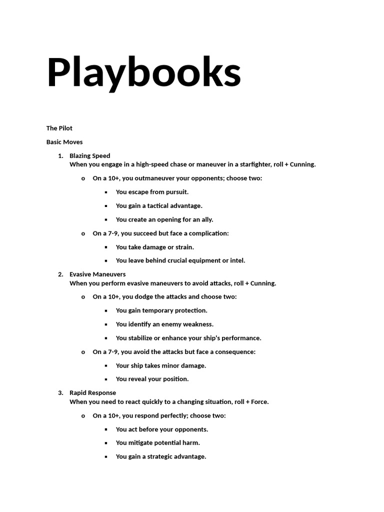 Star Ward Playbooks | PDF