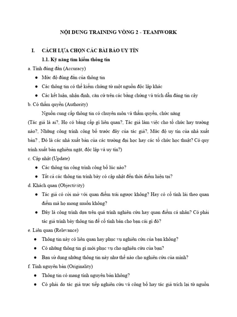 N I Dung Training Vòng 2 - Teamwork - Ban Báo | PDF