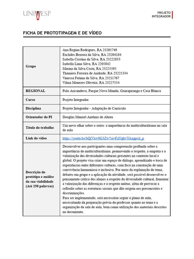 Modelo-Ficha Tecnica Do Video | PDF | Educação em Artes Liberais