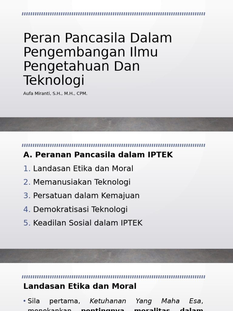 Peran Pancasila Dalam Pengembangan Ilmu Pengetahuan Dan Teknologi | PDF