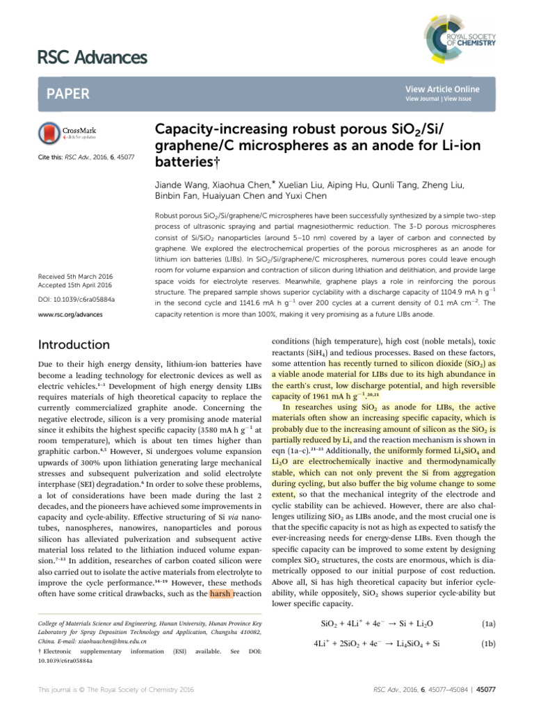 Capacity-increasing robust porous SiO2 Si graphene C microspheres as an ...