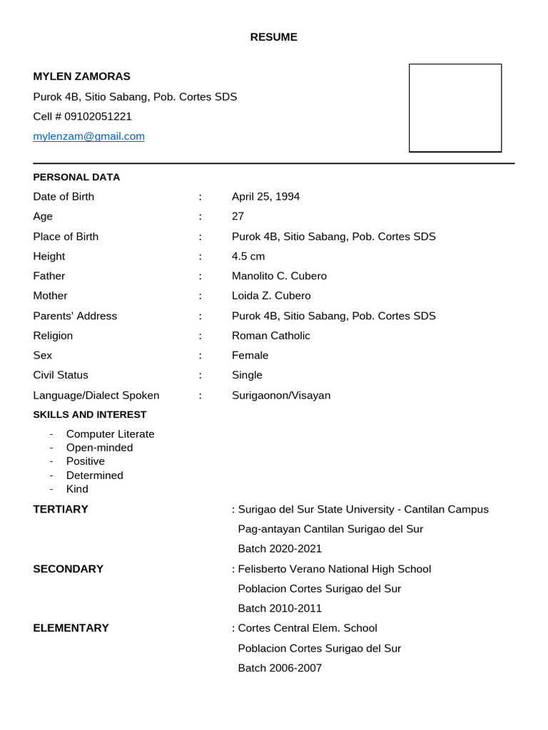 Resume: Personal Data | PDF