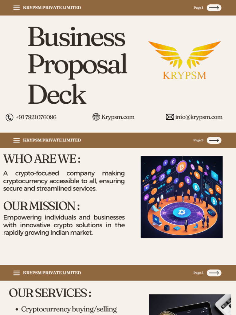 Brown and Beige Simple Pitch Deck Presentation | PDF | Cryptocurrency | Swot Analysis