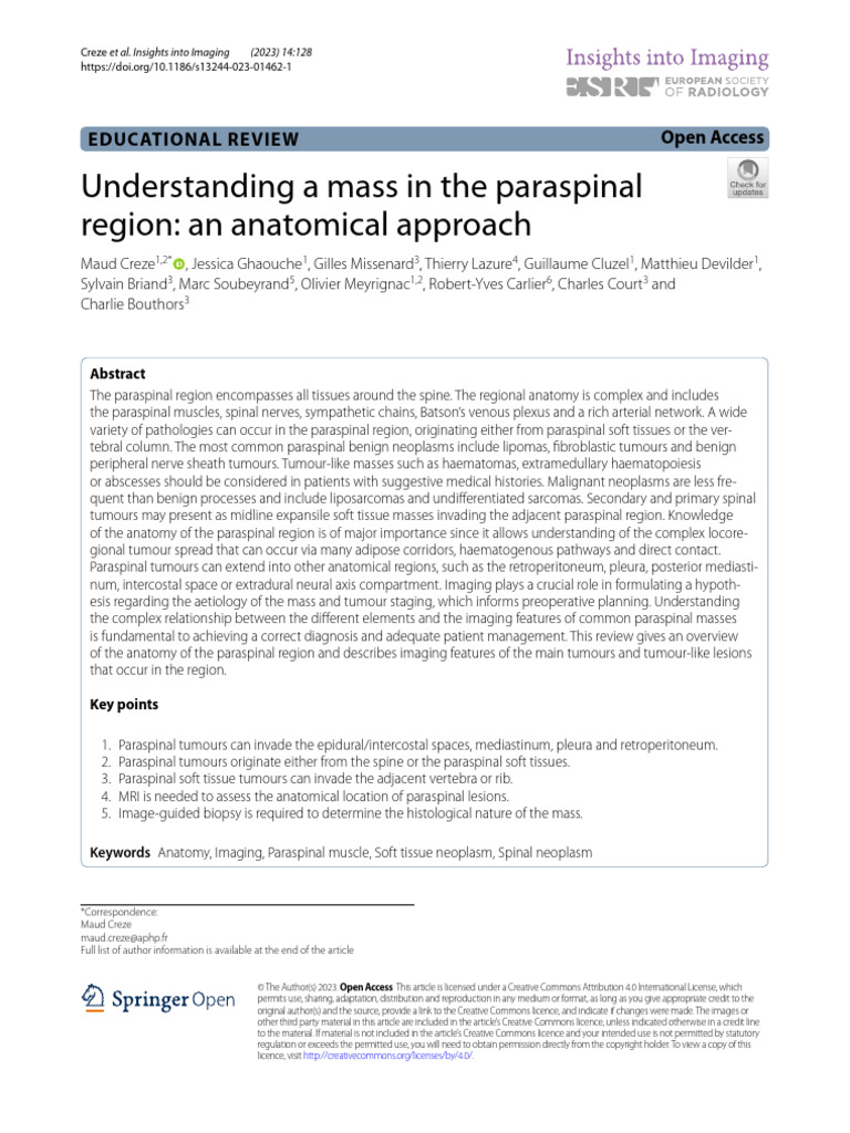 Understanding A Mass in The Paraspinal Region: An Anatomical Approach ...