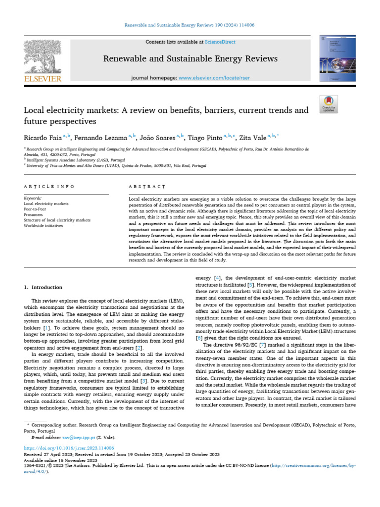 Local electricity markets_ A review on benefits, barriers, current ...