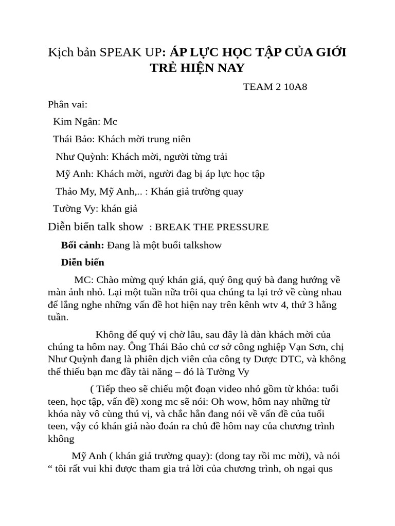 Kịch bản SPEAK UP | PDF
