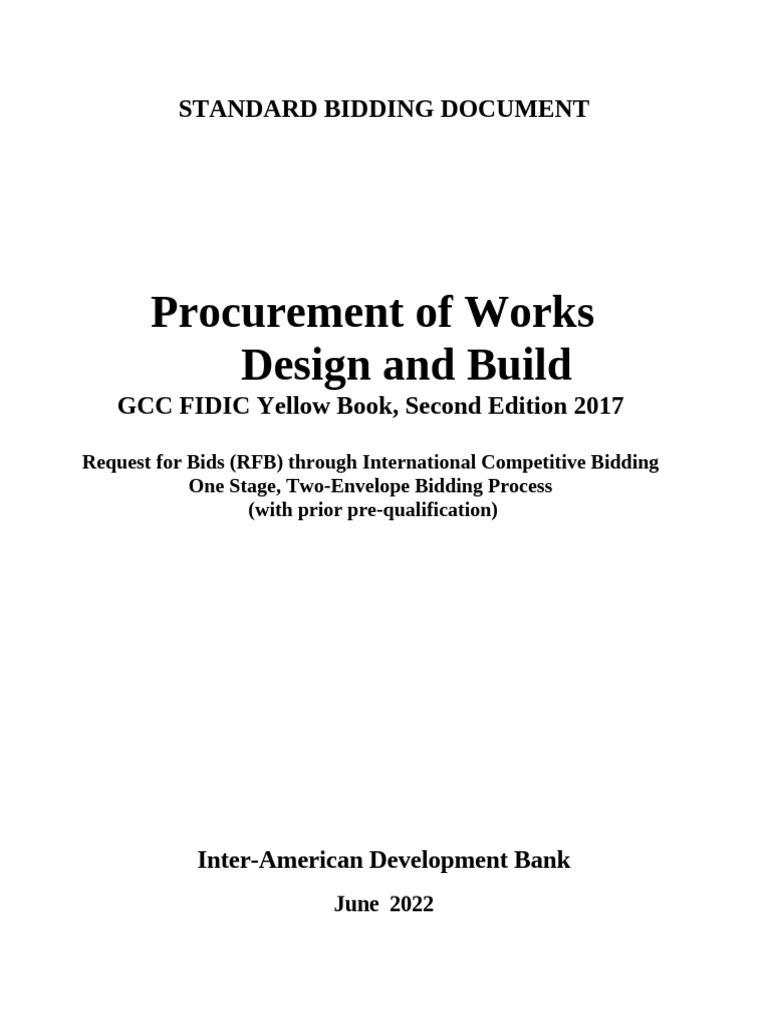 Standard Bidding Document DB With Prequalification FIDIC Yellw 2017 -GN2349-15 New ESPF | PDF ...