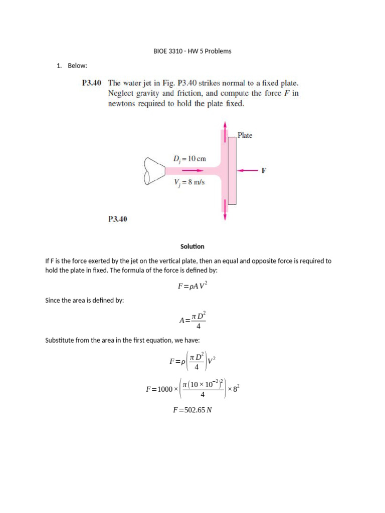 HW5 Problems | PDF | Force | Area