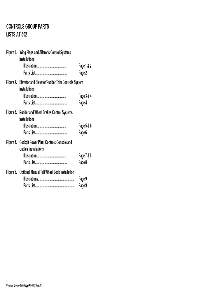 AT-602 Control Systems Parts List | PDF