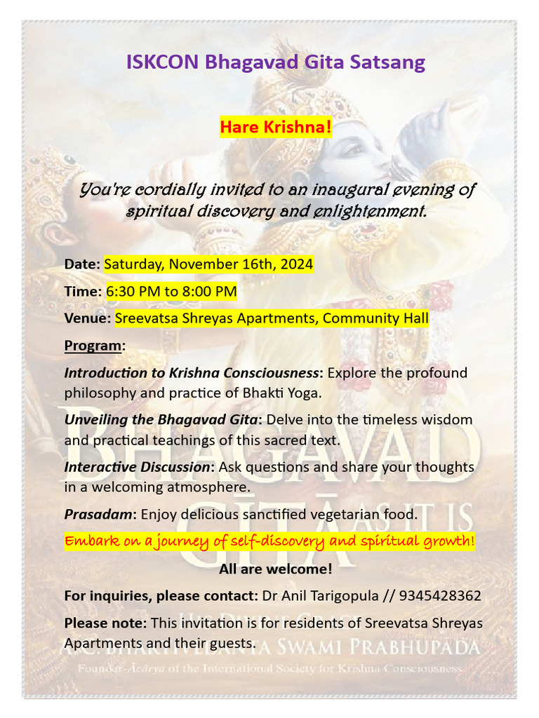 ISKCON Bhagavad Gita Satsang | PDF