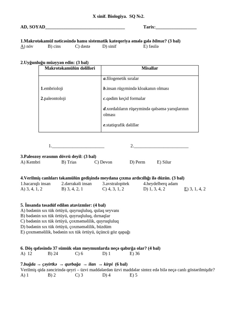 10s. Biologiya Sq2 | PDF