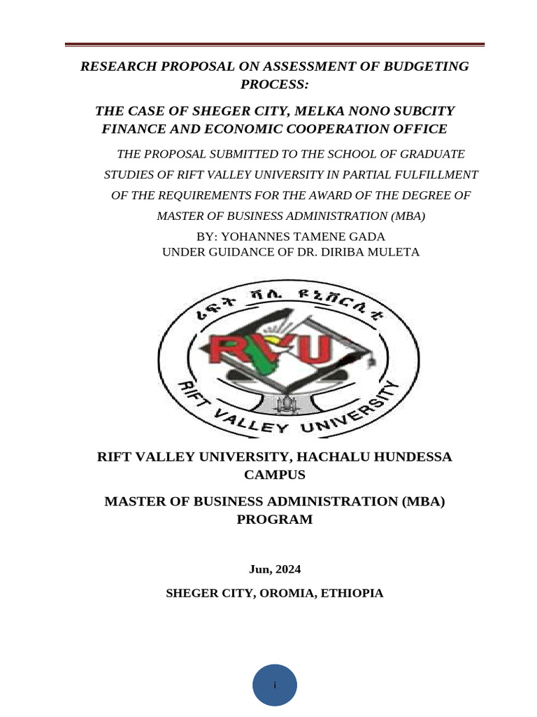 MBA Budgeting Study in Sheger City | PDF | Government Budget Balance ...