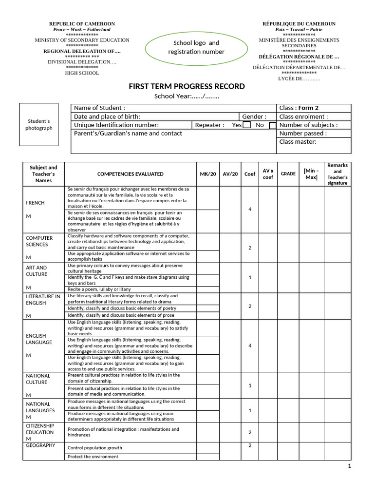 Report Booklet Cba Form 2 | PDF | Natural Environment | English Language