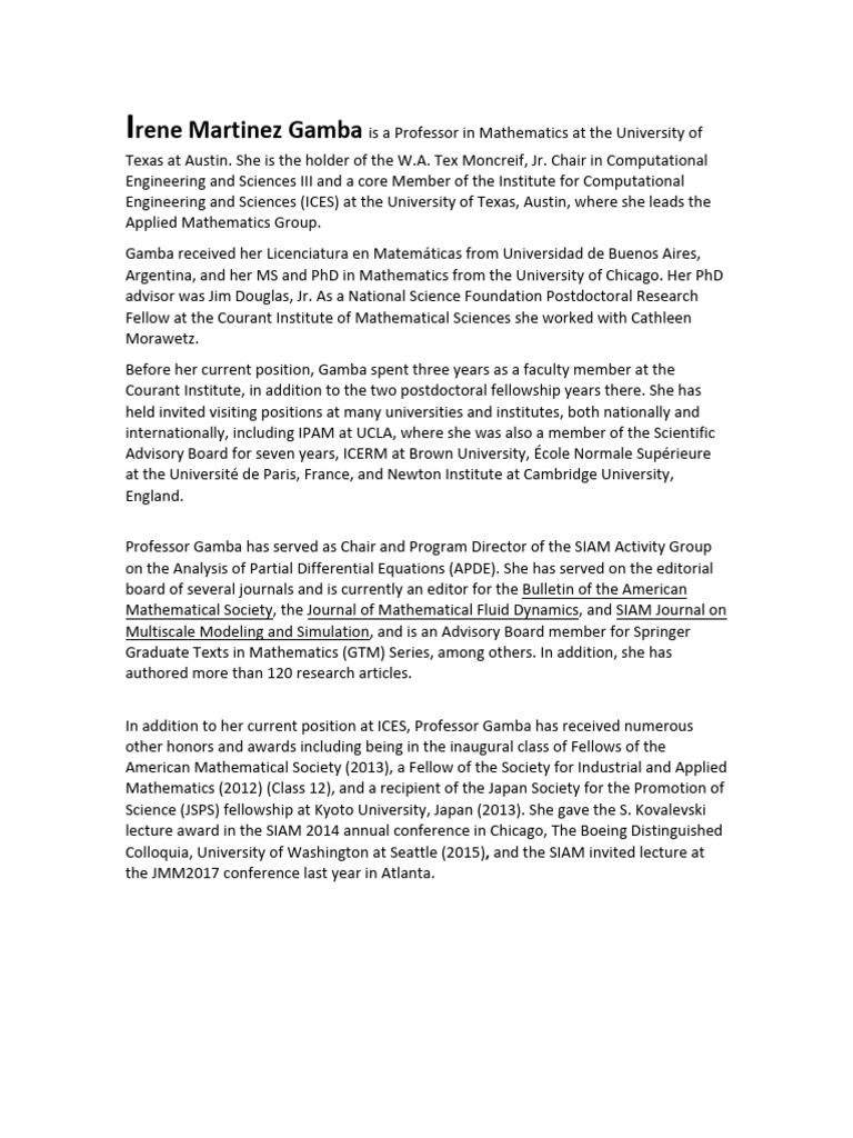 Bio - Irene Gamba - Ams-Ss 2018 | PDF