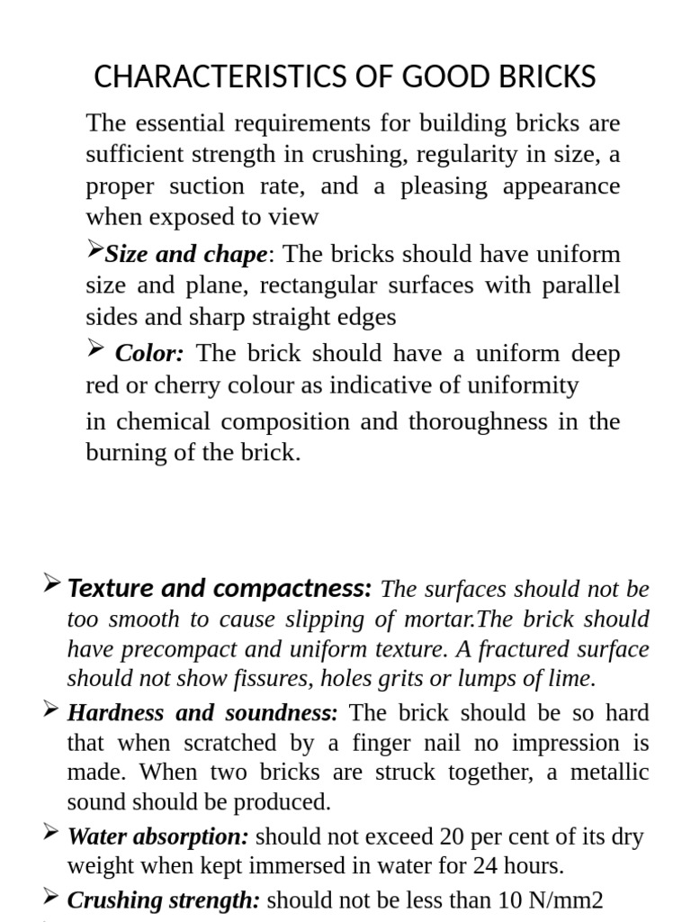 3.characteristics of Good Bricks | PDF | Brick | Soil