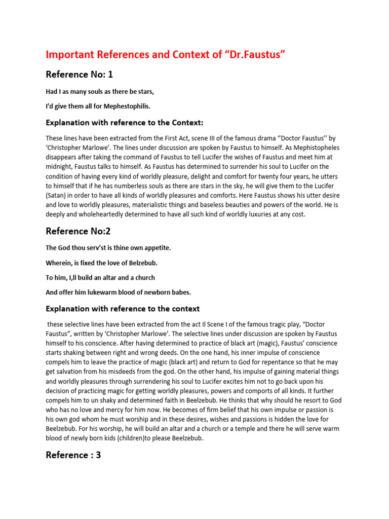 Important References and Context of "DR - Faustus" | PDF | Satan | Religious Belief And Doctrine