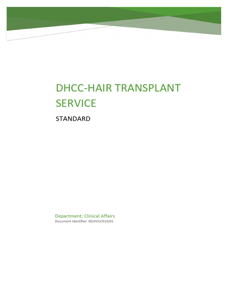 DHCC Hair Transplant Service Standards | PDF | Surgery | Hair Loss