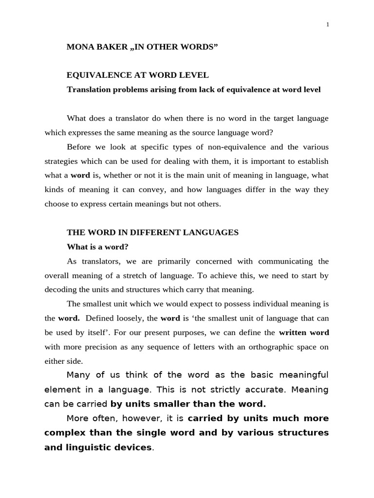 Baker equivalence at word level - types of meaning class file | PDF ... Baker equivalence at word level - types of meaning class file | PDF ...