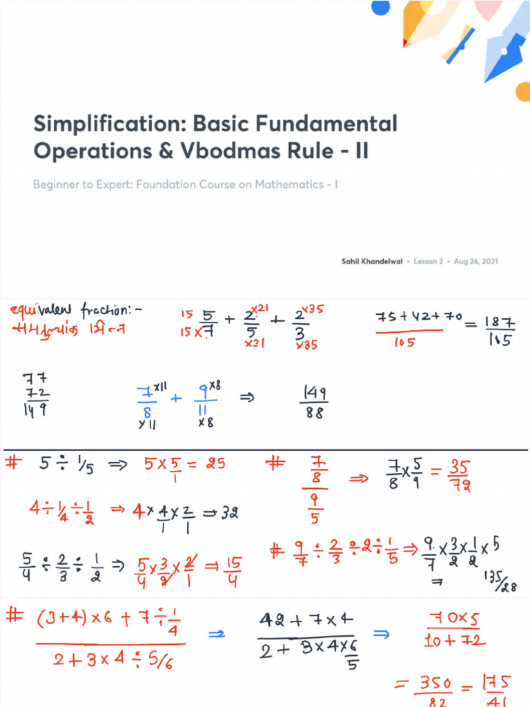 Simplification Basic Fundamental With Anno 1657178278889 | PDF