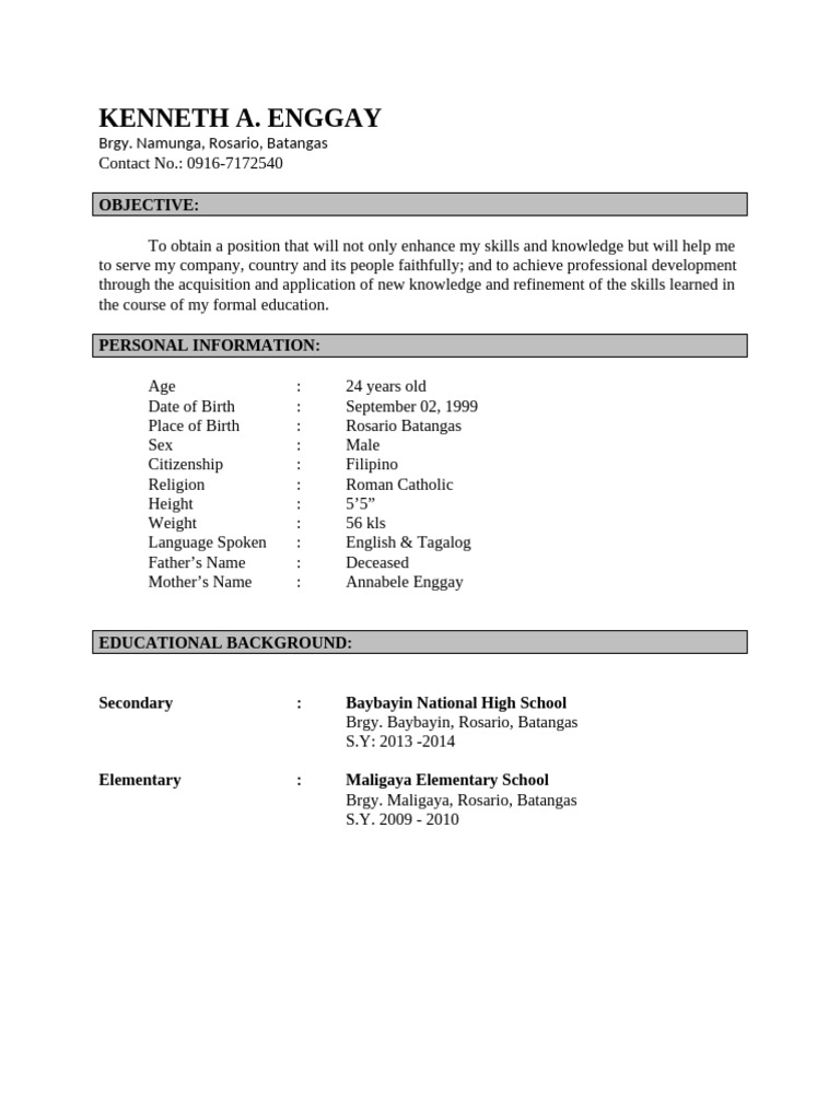 Kenneth A. Enggay Resume | PDF