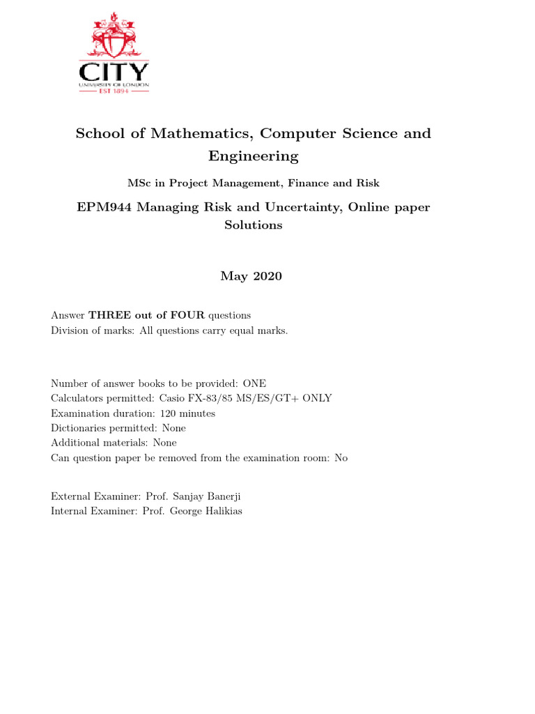 Epm944 Exam 2020 Online Solutions | PDF