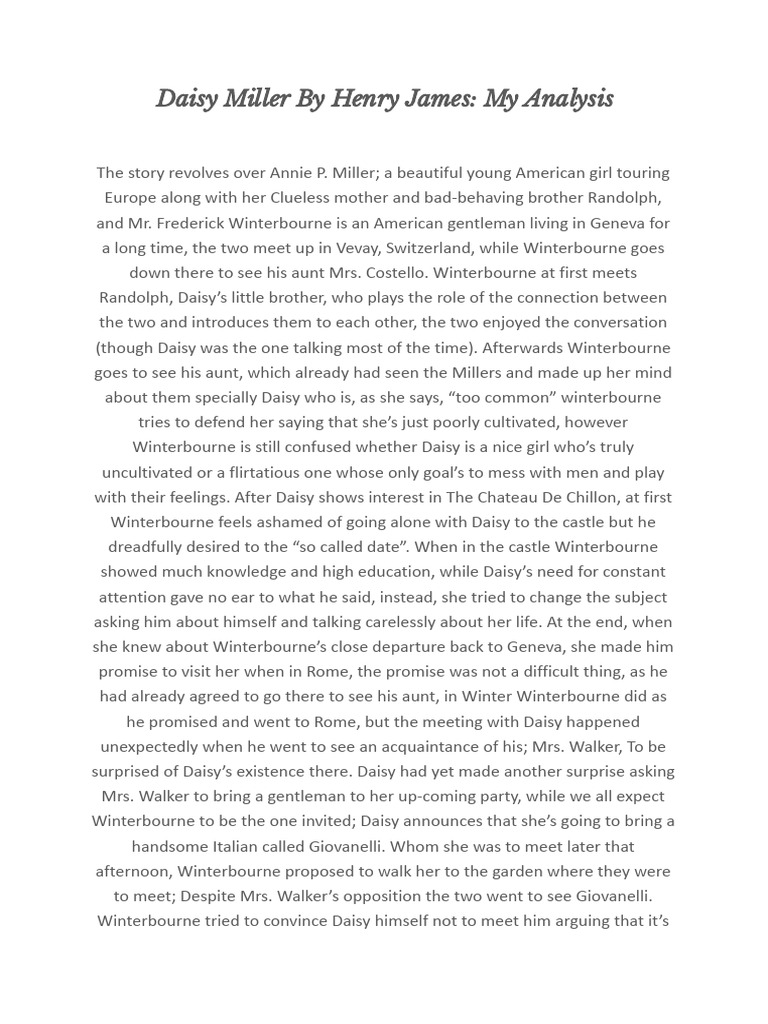 Daisy Miller Summary | PDF
