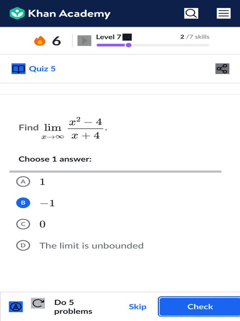 Limits and continuity Quiz 5 Khan Academy 2 | PDF