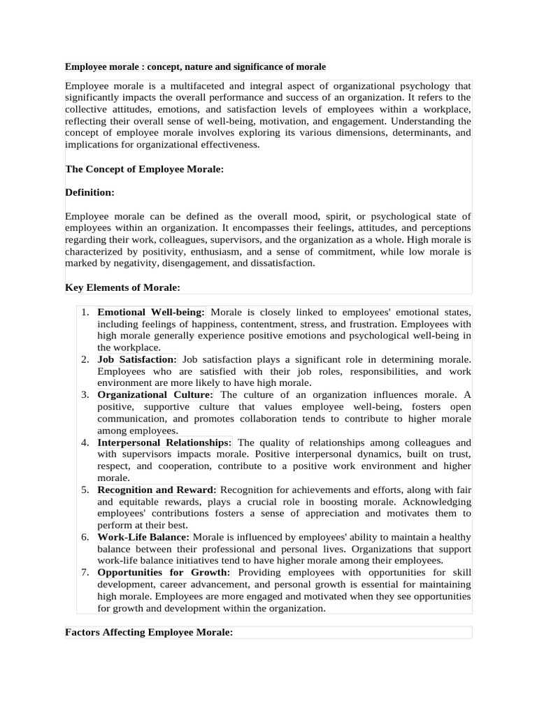Employee morale | PDF | Employee Retention | Motivational