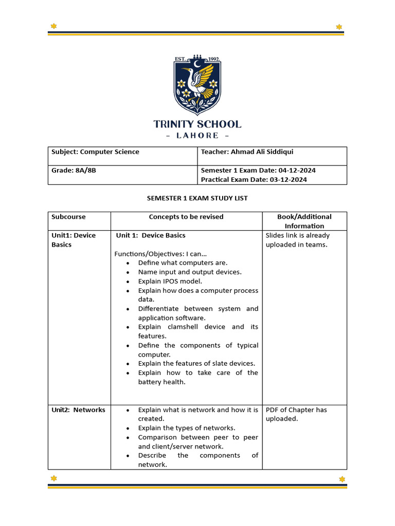 Grade 8 Computer Science Studylist | PDF | Spreadsheet | Computer Science Grade 8 Computer Science Studylist | PDF | Spreadsheet | Computer Science