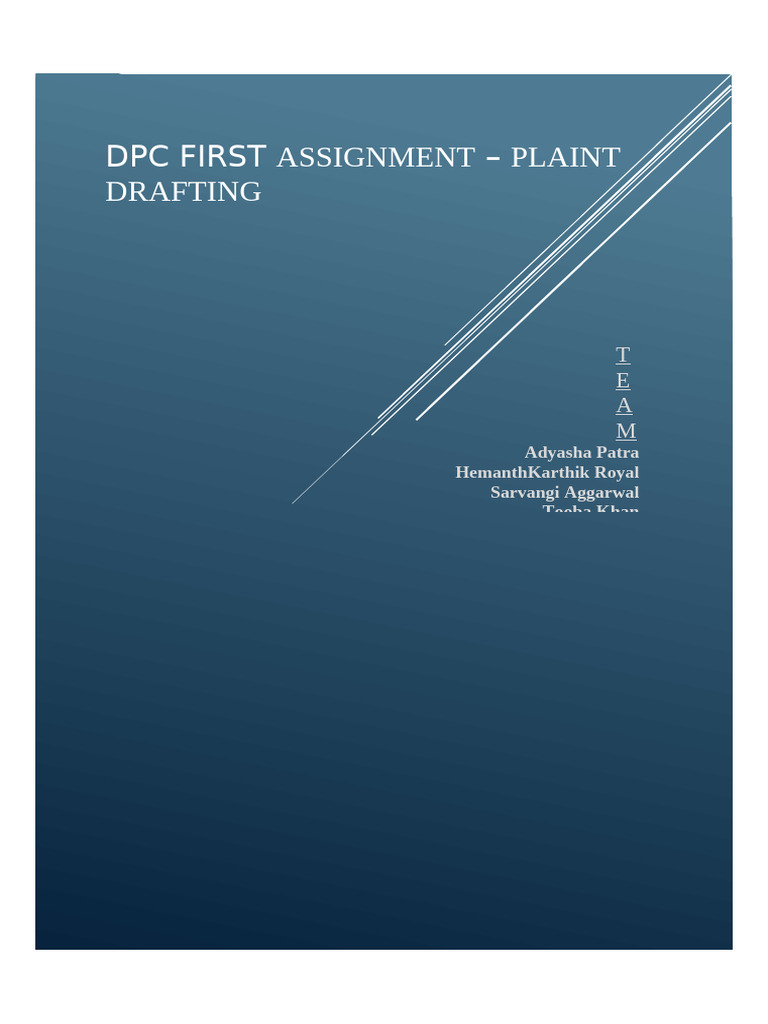 Plaint DPC First Assignment | PDF | Damages | Lawsuit