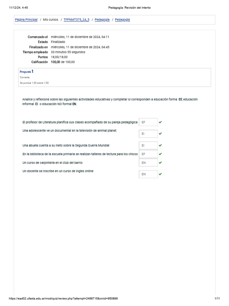 examen corregido | PDF | Pedagogía | Aprendizaje