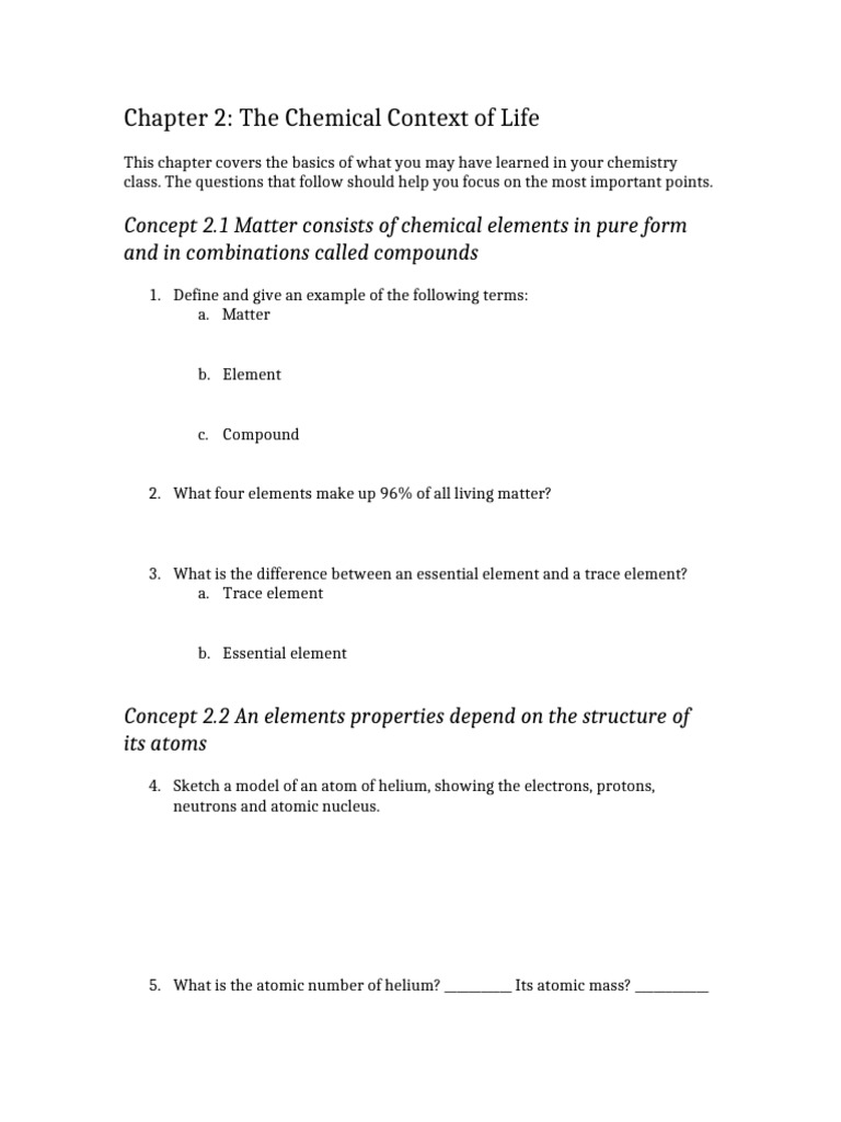 Chapter Two Reading Guide | PDF | Ph | Chemical Bond