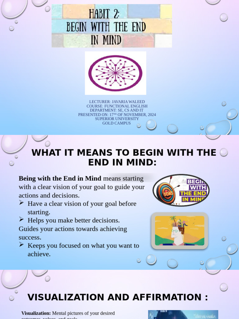 Begin with the End in Mind Guide | PDF | Goal | Leadership