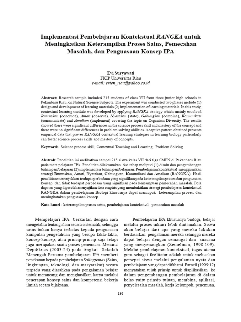 ID Implementasi Pembelajaran Kontekstual Ra | PDF
