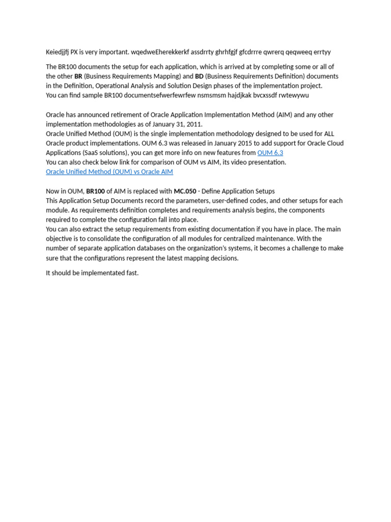 Oracle Unified Method Overview and BR100 | PDF