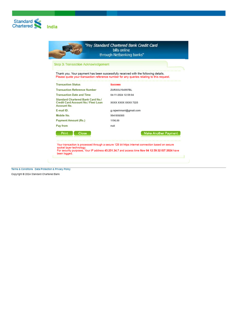 Standard Chartered Payment Confirmation | PDF
