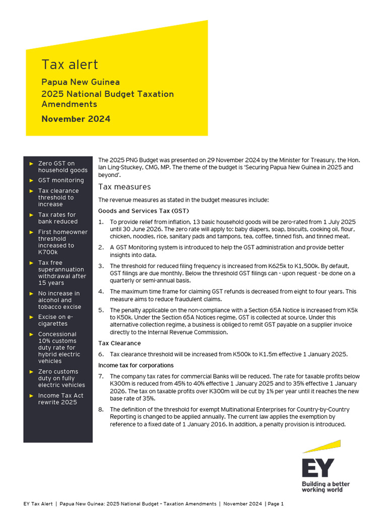 PNG Income Tax Rates 2025 Updates | PDF | Taxes | Value Added Tax