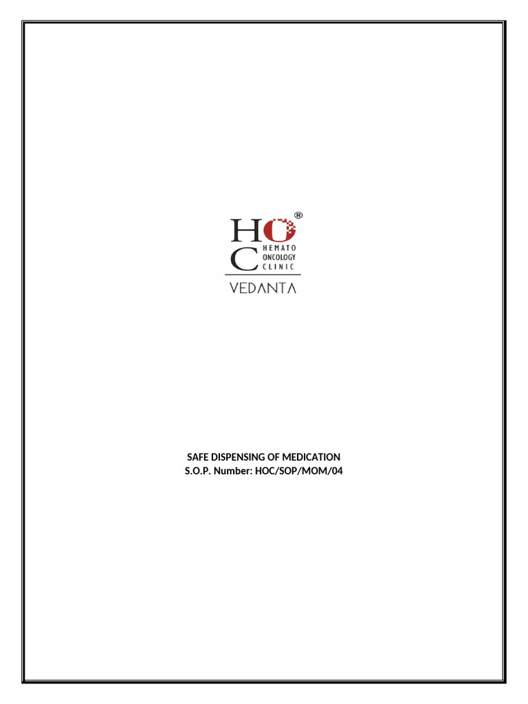 Safe Medication Dispensing SOP | PDF | Pharmacy | Pharmacist