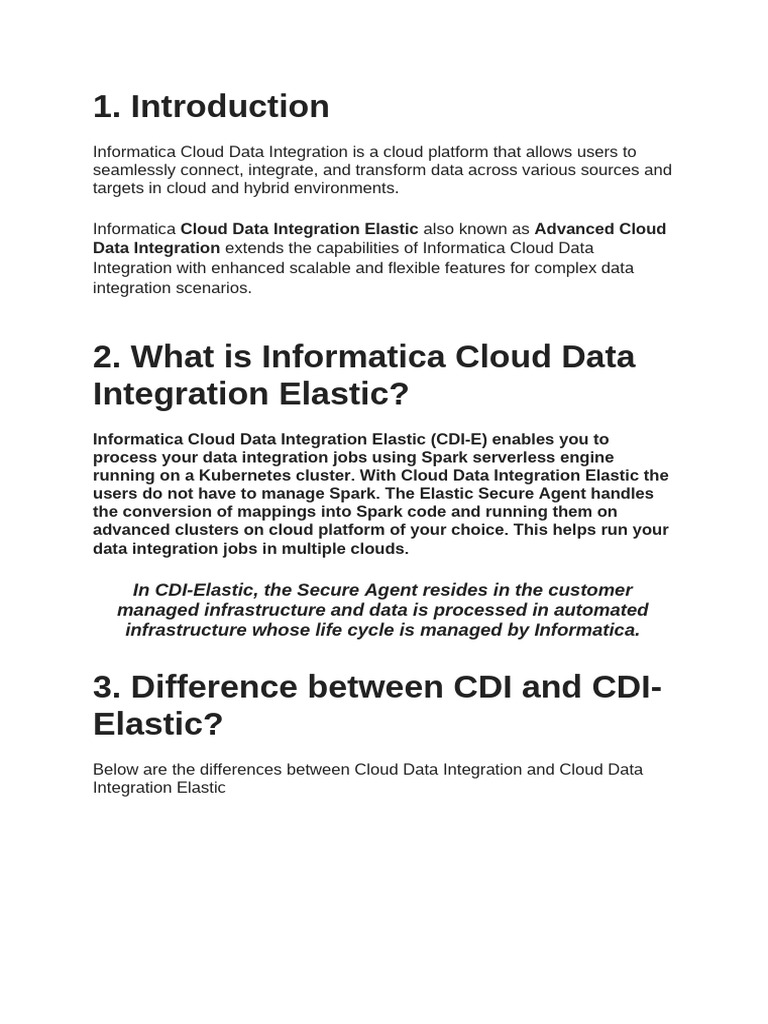 Informatica Cloud Data Integration Elastic (CDI-E) | PDF | Cloud Computing | Computer Cluster
