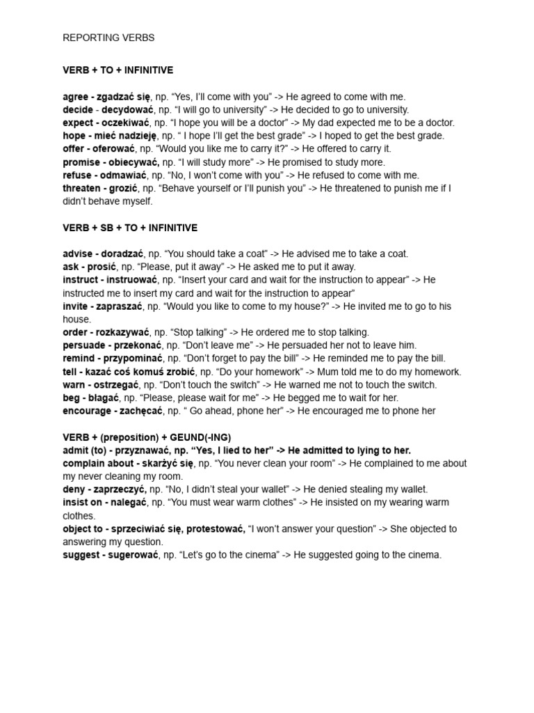 REPORTING VERBS | PDF