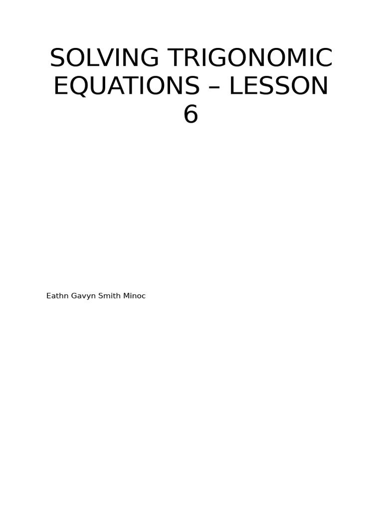 Solving Trigonomic Equations | PDF | Trigonometric Functions | Trigonometry