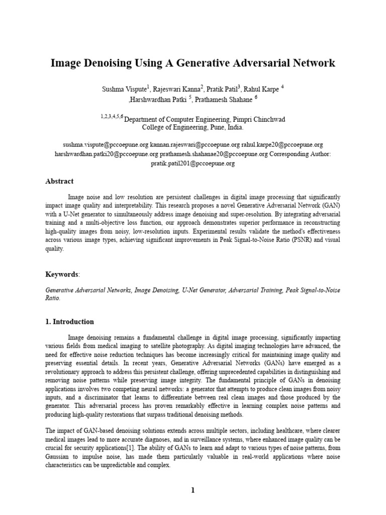 Image Denoising Using GANSAMPLE | PDF | Rendering (Computer Graphics) | Computer Vision
