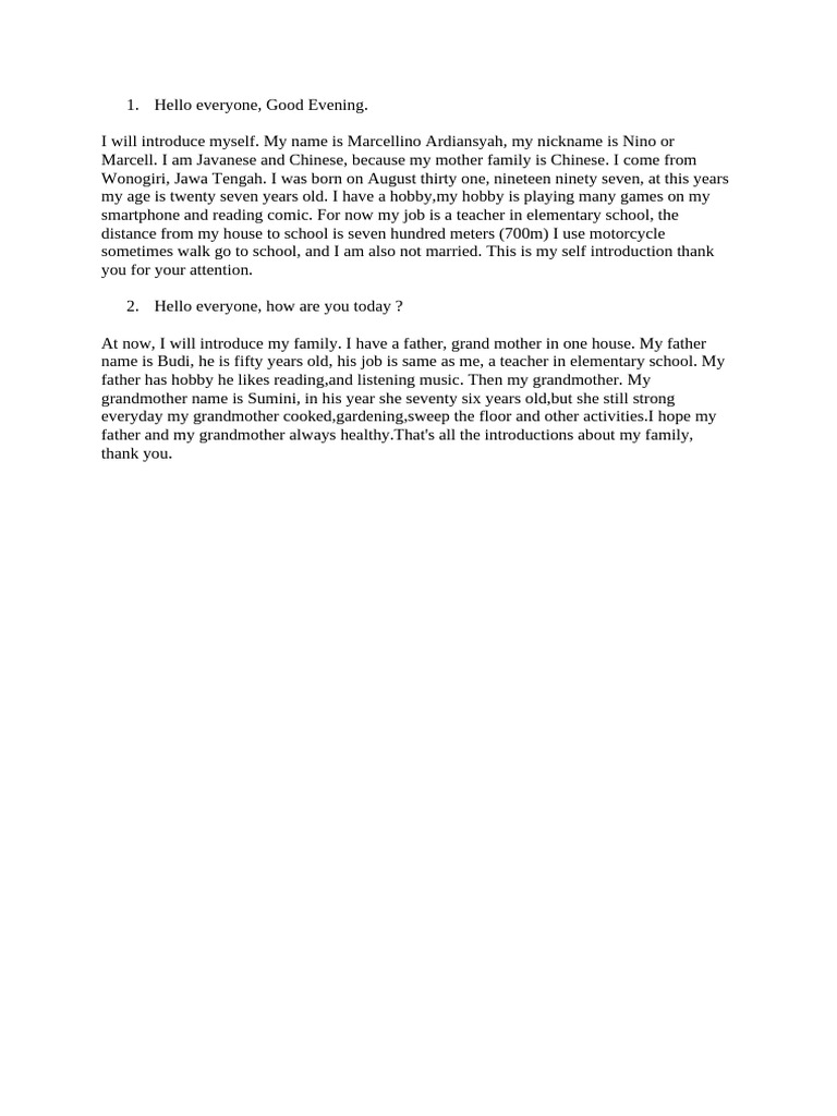 Introduce Myself | PDF