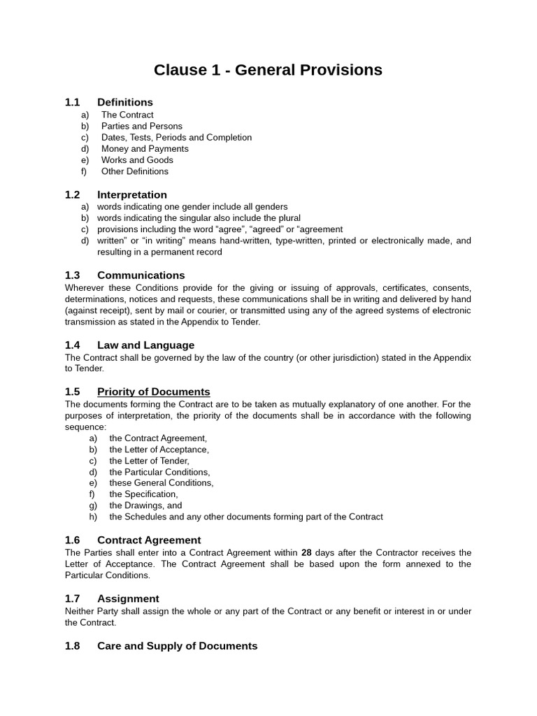 General Provisions of Contract Agreement | PDF | Legal Liability ...