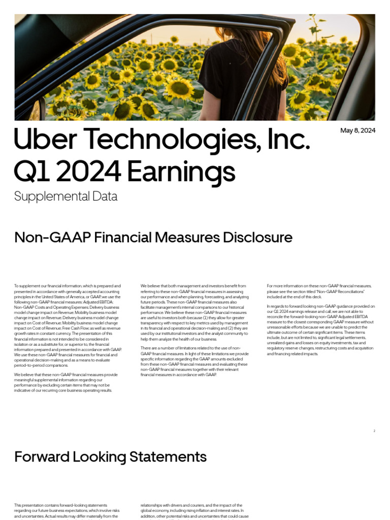 Uber Q1 24 Earnings Supplemental Data | PDF | Equity (Finance ...