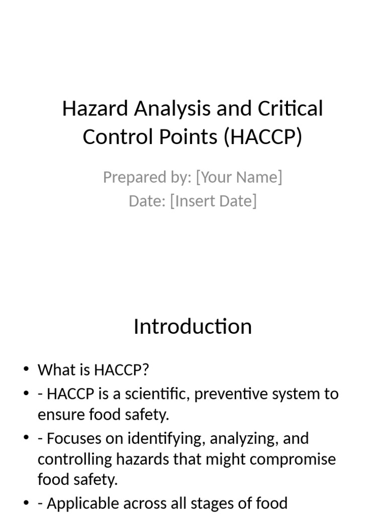 HACCP Presentation English | PDF | Hazard Analysis And Critical Control Points | Food Safety