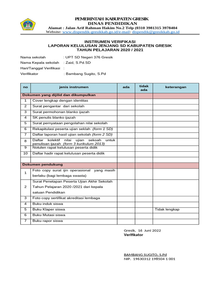 Instr Verifikasi Kelulusan | PDF