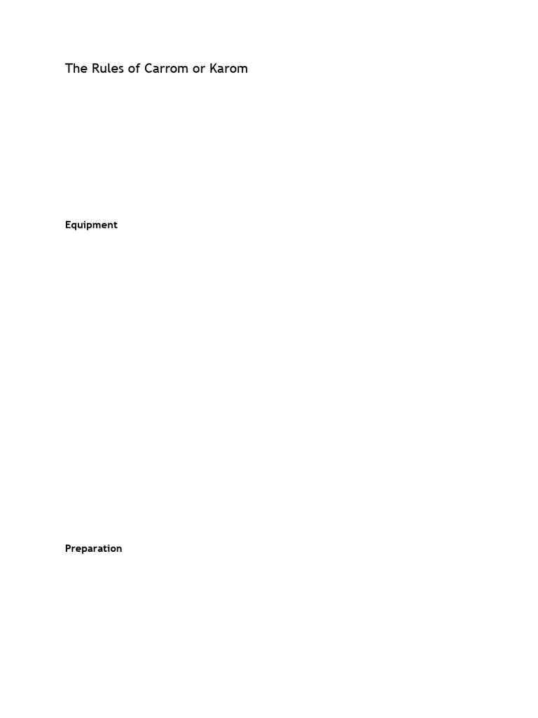 The Rules of Carrom or Karom | PDF | Sports | Ball Games